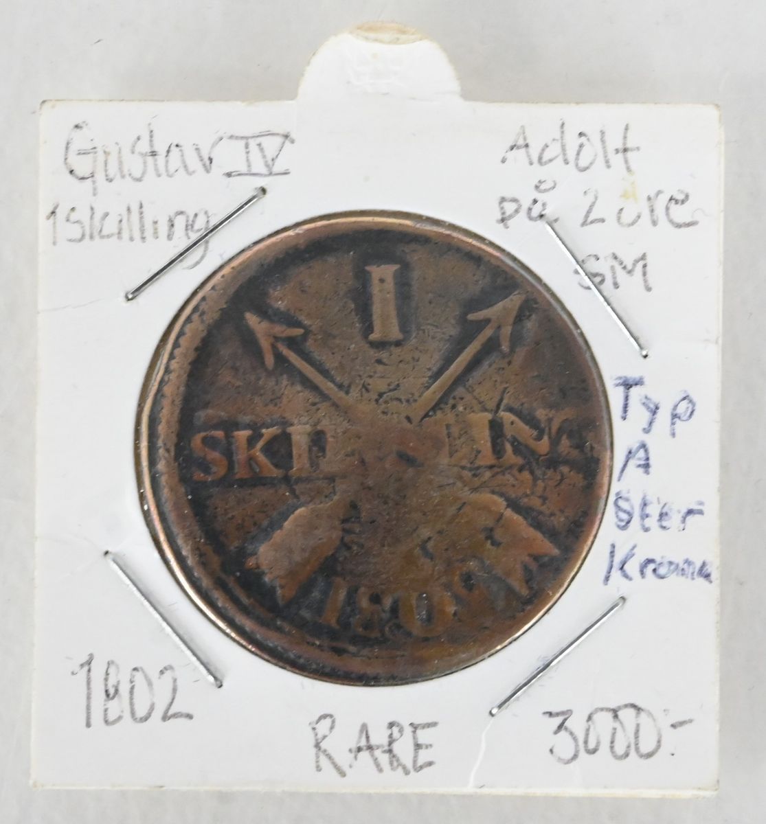 Mynt, 1 skilling 1802, Gustaf IV Adolf, Sverige (123901) — Luleå ...
