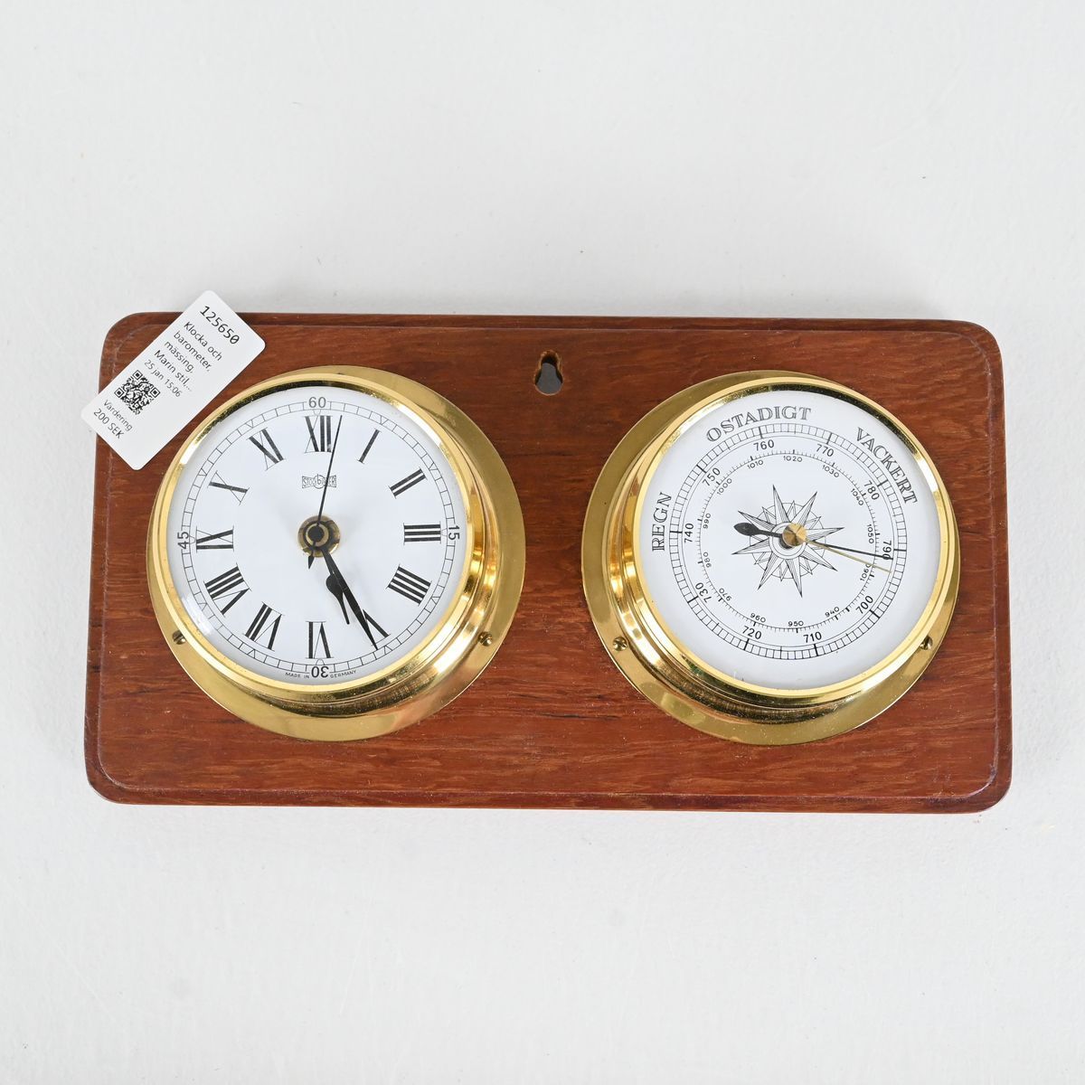 Klocka och barometer, mässing, Marin stil, Stockburger (125650) — Luleå ...